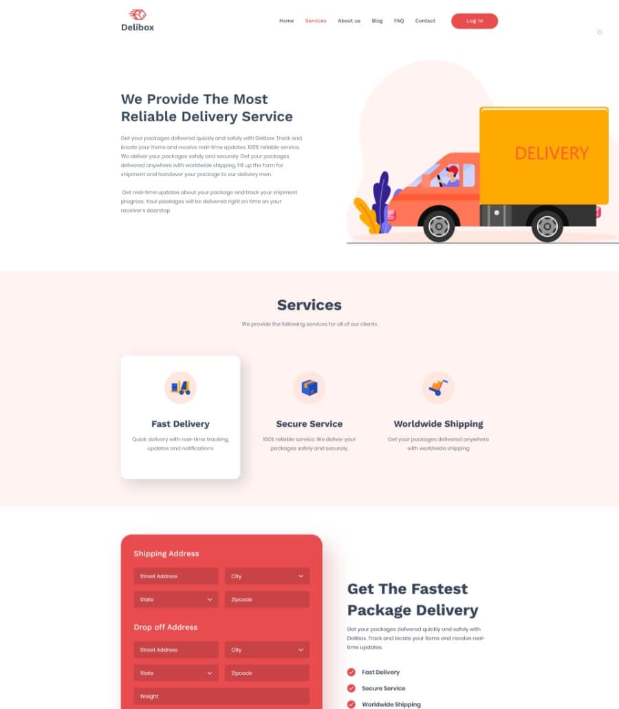 Delibox Courier/Delivery Service Website Template | Templately